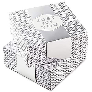 Hallmark 10" Large Gift Boxes with Wrap Bands (2-Pack: Silver and White, "Just For You") for Weddings, Graduations, Christmas, Valentine's Day, Birthdays