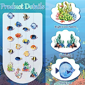 Hotop 9 Pcs Tropical Fish Party Banners Under The Sea Party Supplies Ocean Garland Kit Fish Ceiling Hanging Swirl Hawaiian Luau Decor Tropical Fish Paper Cutouts for Birthday Party Favor Supplies