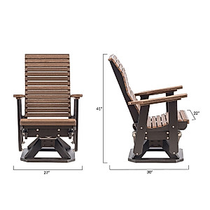 EcOasis Anchor Bay Amish Crafted Poly Outdoor Swivel Glider, High-Back (Brazilian Walnut on Black)