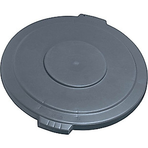 CFS 34104523 Bronco Polyethylene Round Lid, 26.88" Diameter x 2-1/4" Height, Gray, for 44 Gallon Trash Containers
