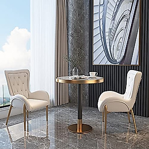 KEFFOR Dining Kitchen Room Chairs Living Room Armchair Modern Upholstered Dining Chairs with Soft Microfiber Leather Cushion Seat and Gold-Plated Feet (Color : White)