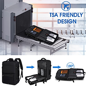 Travel Backpack for Men Women 17 Inch Flight Approved Carry on Backpack Waterproof Large 40L Laptop Backpack Luggage Daypack Business College School Computer Weekender Overnight Backpack,Black