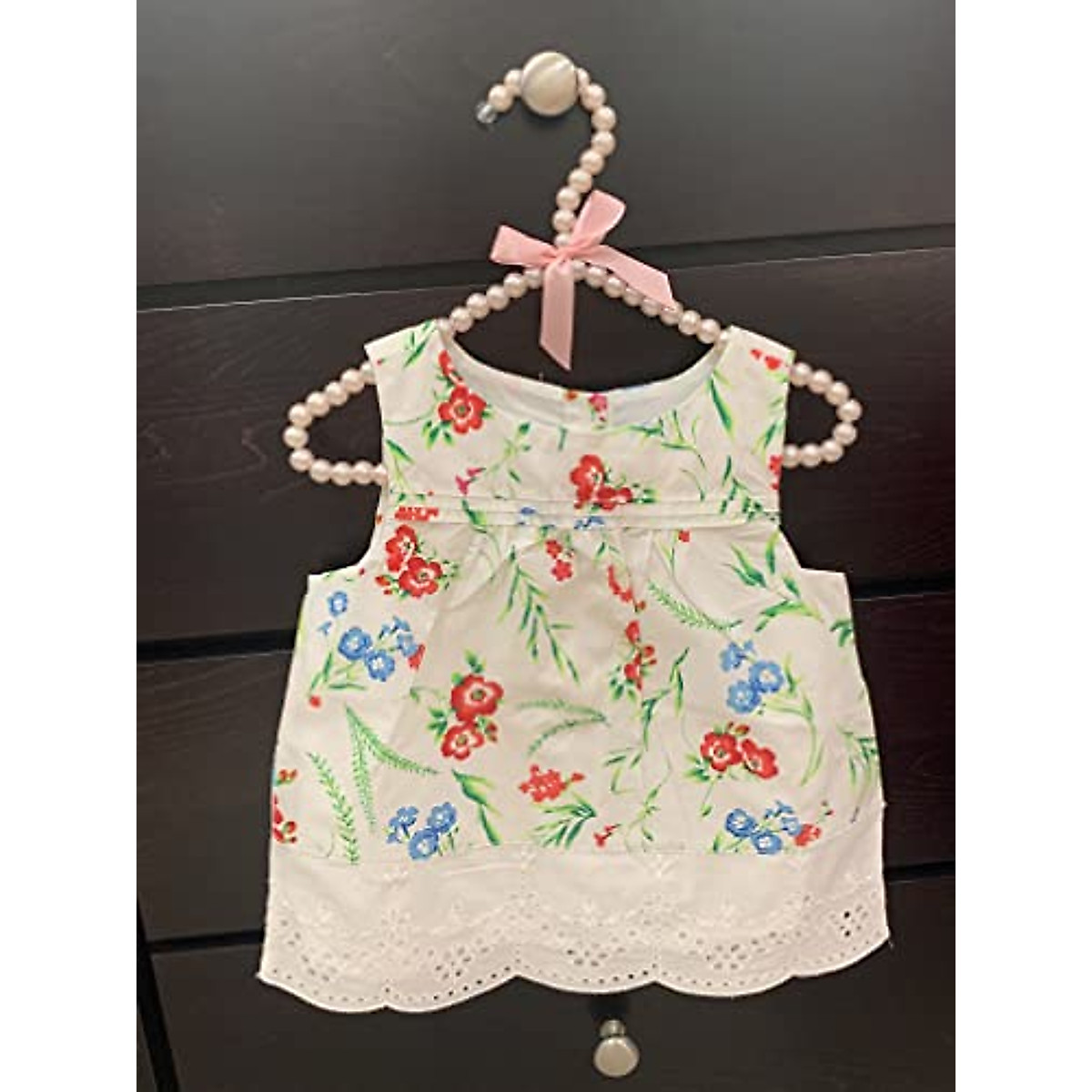 Pearl Clothes Beads Hangers for Kids Baby Girl Infant Toddler Childerns for Fancy Dress Closet Hanger Elegant Gift Ideas Metal Hangers (5 Pack) Pink