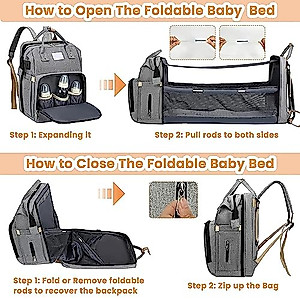 X W EI UNION Diaper Bag Backpack with Changing Station Changing Pad Baby Bag Backpack Nappy Bag Waterproof Large Capacity with USB Charging, Baby Registry Search,Newborn Essentials