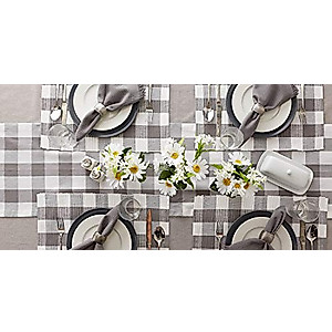 DII Buffalo Check Collection, Classic Farmhouse Tabletop Set, Placemat Set, 13x19, Gray & White, 6 Piece
