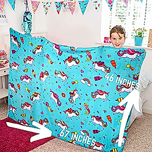 GirlZone Unicorn Fleece Blankets for Girls, Large Fluffy Blankets for Teen Girls with Cute Unicorn and Mermaid Designs, Great Unicorn Gift Ideas for Girls