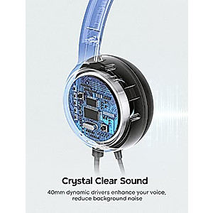 XAPROO USB Headset with Microphone for PC, Computer Headset with Microphone, Comfort-Fit On Ear Business Headset, 3.5 mm Wired Headphones for MS Teams Skype Zoom VoIP Conference Online Class