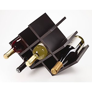Kamenstein Butterfly Countertop Free-Standing Wooden Wine Rack, Dark Brown, 8-Bottle -