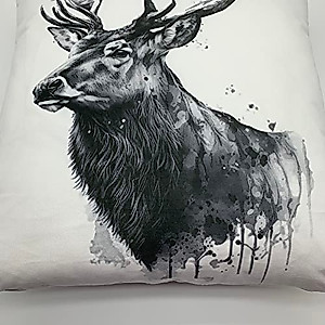 Deco4URLife Black and White Portrait of A Deer Set of 2 Decorative Throw Pillow Covers Square 18 x 18 inch, Pillowcase Protectors Cushion Cover for Home Sofa Couch Chair Back Seat