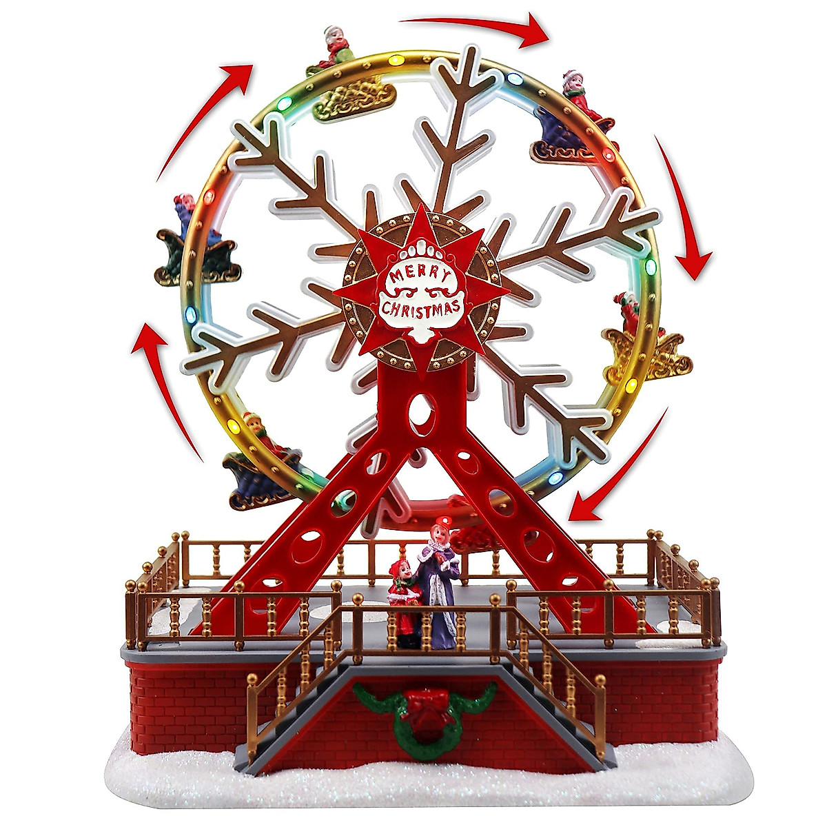 Christmas Ferris Wheel - Animated Pre-lit Musical Christmas Village - Perfect Addition to Your Carnival Christmas Decorations & Snow Village Displays 11 in