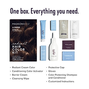Madison Reed Radiant Hair Color Kit, Dark Brown for 100% Coverage of Resistant Gray Hair, Ammonia-Free, 4.5NNN Barletta Brown, Permanent Hair Dye, Pack of 1