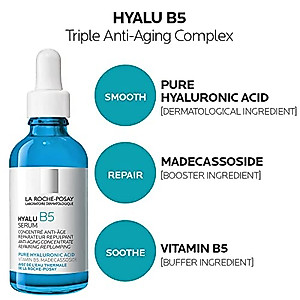 La Roche-Posay Hyalu B5 Pure Hyaluronic Acid Serum for Face, with Vitamin B5, Anti-Aging Serum for Fine Lines and Wrinkles, Hydrating Serum to Plump and Repair Dry Skin, Safe on Sensitive Skin