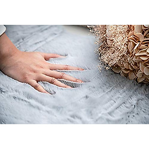 Ultra Soft Faux Rabbit Fur Area Rugs for Living Room Couch Pad Fuzzy Area Rug Fluffy Bedside Carpet Mat for Bedroom Floor Sofa Living Room Rugs 2 x 6 ft,Grey Rug