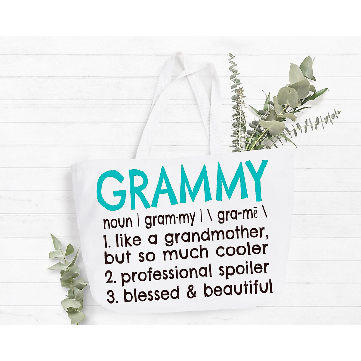 COCOVICI Grammy Tote Bag | Grammy Definition | Grandma Gifts | Grammy Gifts | Grammy Christmas Gift | Christmas Gift from Grandkids (Grammy Definition Turquoise/Black Font)