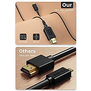 FOINNEX Flexible Micro HDMI to HDMI Cable, Ultra Thin Micro HDMI Cord 4K@60Hz for Gimbal, Bidirectional HDMI to Micro HDMi for GoPro Hero 7/6/3+, Raspberry Pi4, Kindle Fire HD-3FT