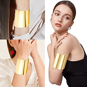 CASDAN 1PCS Cuff Bangle Bracelet for Women Open Wide Wire Bracelets Gold Wrist Cuff Wrap Bracelet