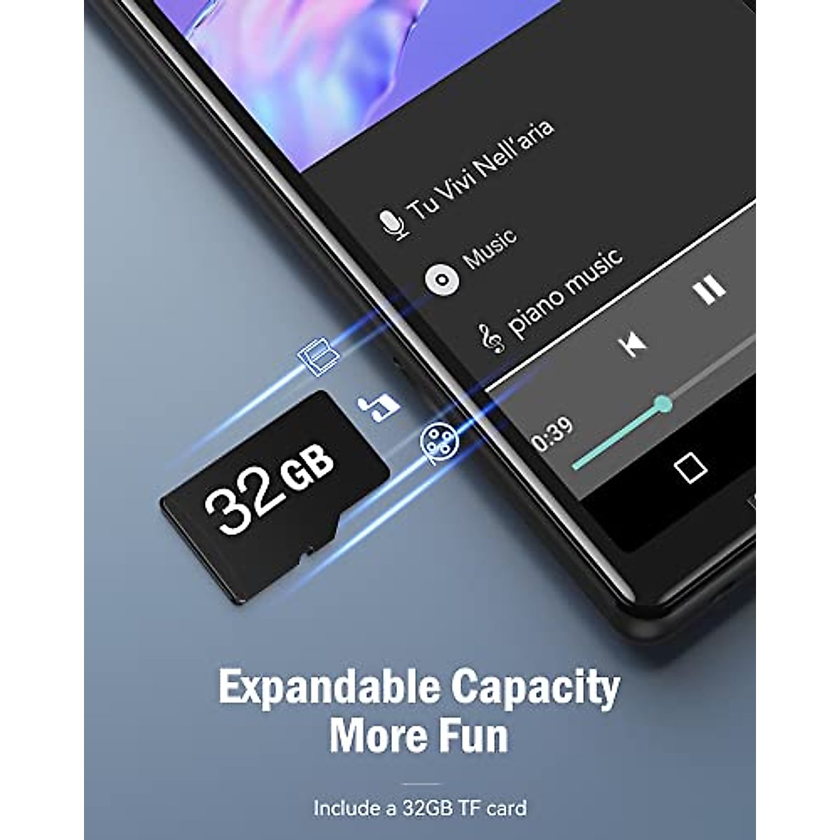 AGPTEK 40GB MP3 Player with Bluetooth and WiFi, 4" Full Touch Screen MP4 Player with Spotify, Android Online Music Player with Speaker, FM Radio, Expandable Up to 32GB
