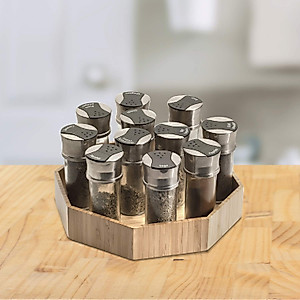 Bamboo 360 Rotating Spice Rack & Sauce Spinning Tray for Cabinets & Tabletops with Lazy Susan Turntable, 10” Diameter with 2” Ledge