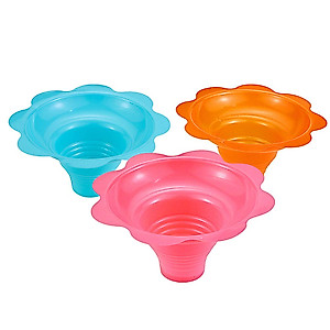 Newbested 50 Pack 4 OZ Colorful Flower Shaped Snow Cone Cups,Small Plastic Shaved Ice Drip Cups Snack Ice Cream Bowls for Kids Party Summer Cookout Commercial Food Service