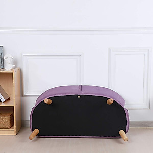 Yoonnie room 2-Seat Kid Sofa Couch with Velvet Fabric,Kid Sofa Chair with Wooden Frame for 3-6 Age Children Gift,35.6" Length, Purple