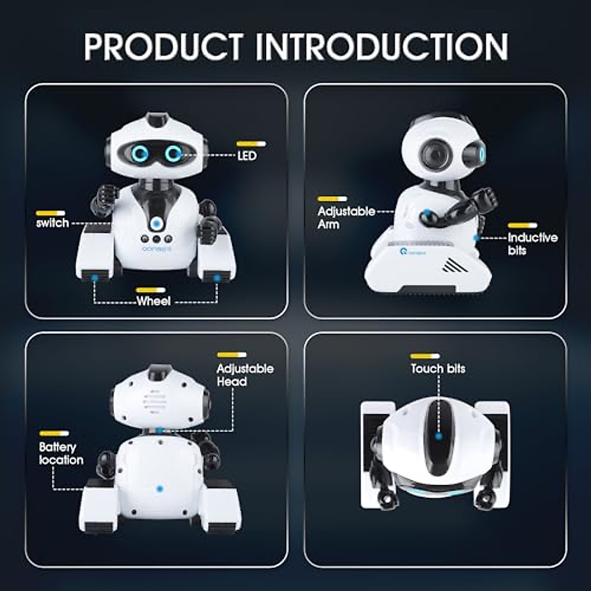 Robots Toys for Kids, 2.4Ghz Remote Control Robot Toys with Music and LED Eyes for Boys/Girls, RC Toy Stocking Stuffers for 3-12 Year Toddler Children Teen for Birthday Day Gift(White)