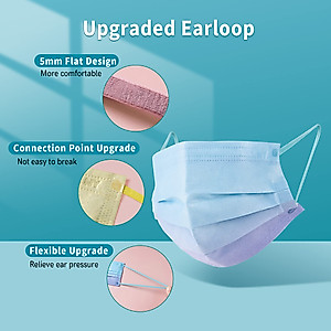 FWPP Disposable Face Masks Wide Flat Earloop Individually wrapped 3 layer Spunlace Non-woven Fabric Yellow Grey Gradient 50pcs