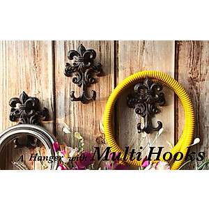 Stelalloy Decorative Wall Hook - Cast Iron Hooks - Black Coat Hooks Towel Hooks for Bathroom Hat Holder Purse Hook - Rustic Coat Hooks Wrought Iron Hooks - Garden Hooks - Pool Hooks