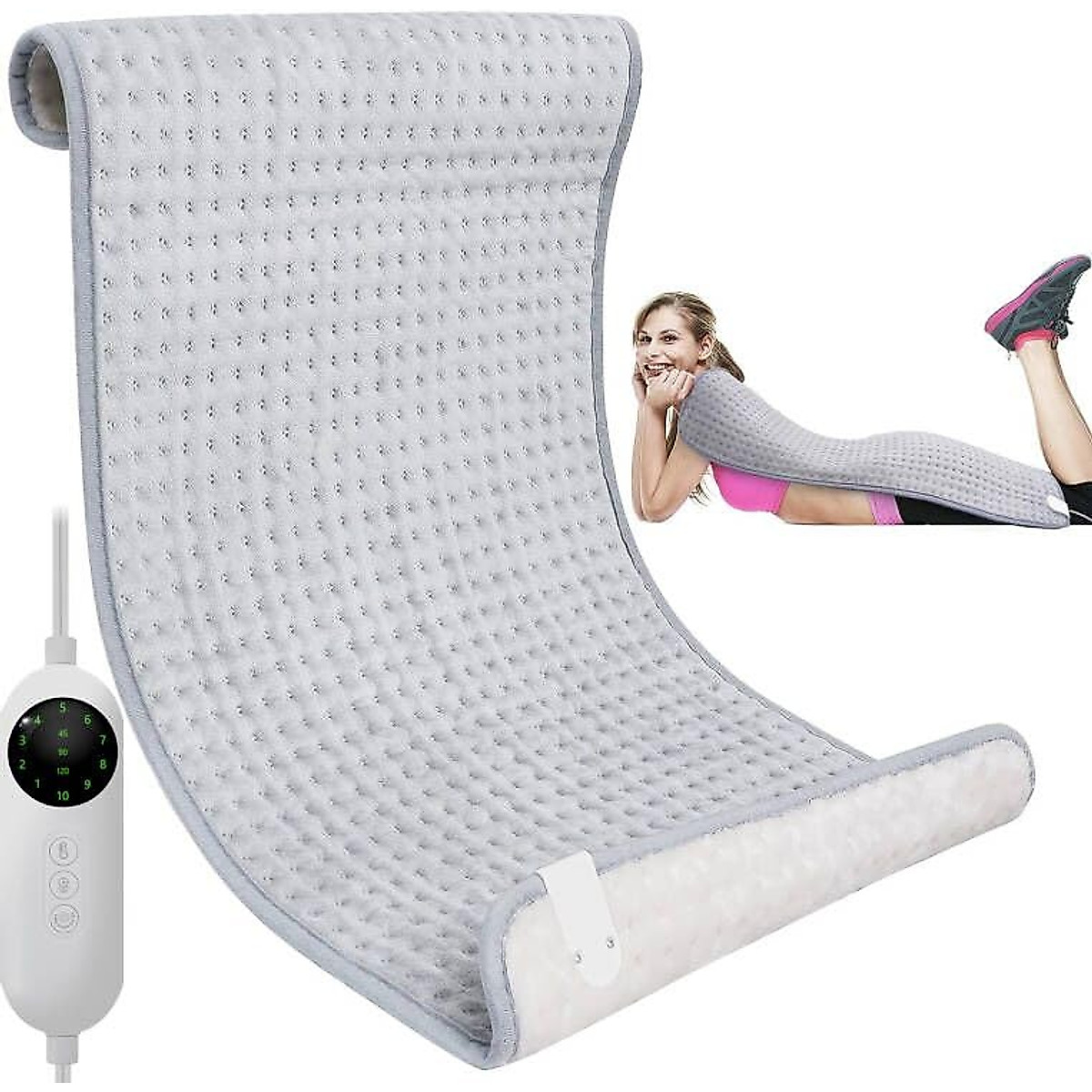 Extra Large Heating Pad - 20"x 40" Electric Heating Pad, Fast Heating Warm Pad, 10 Heat Settings Washable Soft Heat Pad, Dry & Moist Heat for Shoulders, Neck,Abdomen, Back,Limbs