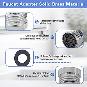 Happyreise Brass Faucet to Garden Hose Adapter with Aerator,Sink Faucet Adapter to Garden Hose for Bathroom Kitchen,3/4" GHT thread Chrome