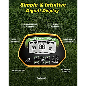 RM RICOMAX Metal Detectors for Adults - Professional Gold Detector for Treasure Hunt, IP68 Waterproof 10" Search Coil, Higher Accuracy with Stong Modes, Adjustable LCD Display with Headphones