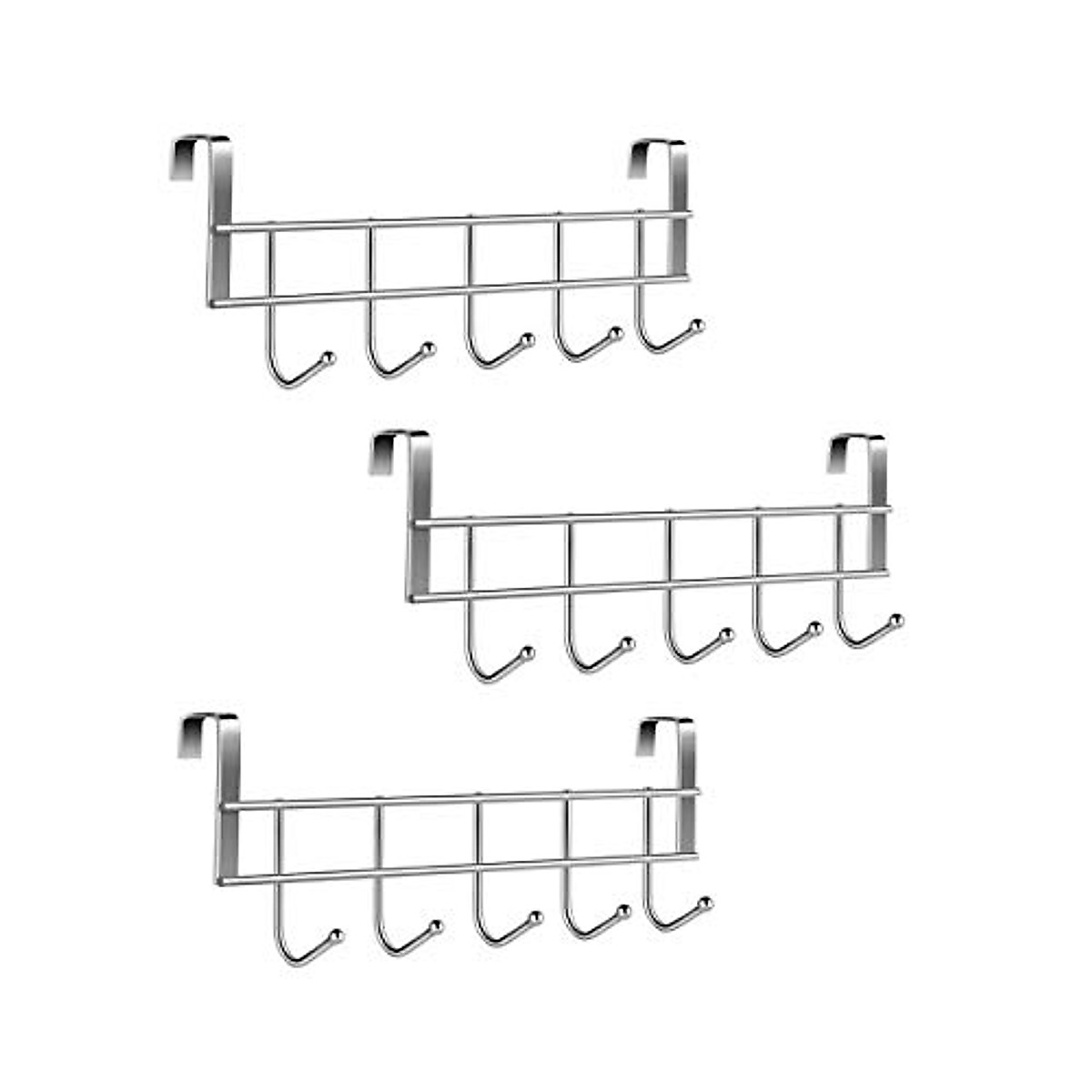 TSYWARE 3 Pack Over The Cabinet Hooks Kitchen Cabinet Rack Hook Space Saving Storage Hanger Bathroom Towel Metal 5 Hooks (Not for The Door)