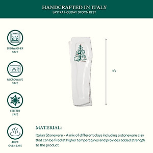 Vietri Lastra Holiday Spoon Rest, 11" Ceramic Cooking/Serving Utensil Tray, Stove/Counter Decor