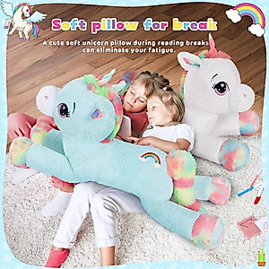 Tezituor 43" Big Unicorn Stuffed Animal, Cute Plush Toy Gift for 3-8 Years Old Girls, Large Soft Stuffed Unicorn Pillow, Gift for Christmas Birthday Valentine's Day (Blue)