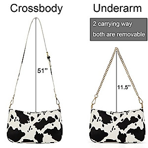 Sunwel Fashion Women's Cow Print Underarm Bag Small Shoulder Bag Crossbody Cluth Purse for Women with Double Straps