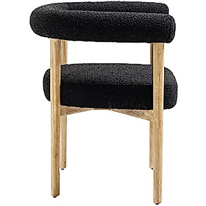 Meridian Furniture 561Black-C Hyatt Collection Mid-Century Modern Dining Chair with Solid Wood Natural Finish, Rich Black Boucle Fabric, 26.5" W x 22" D x 28" H, Black