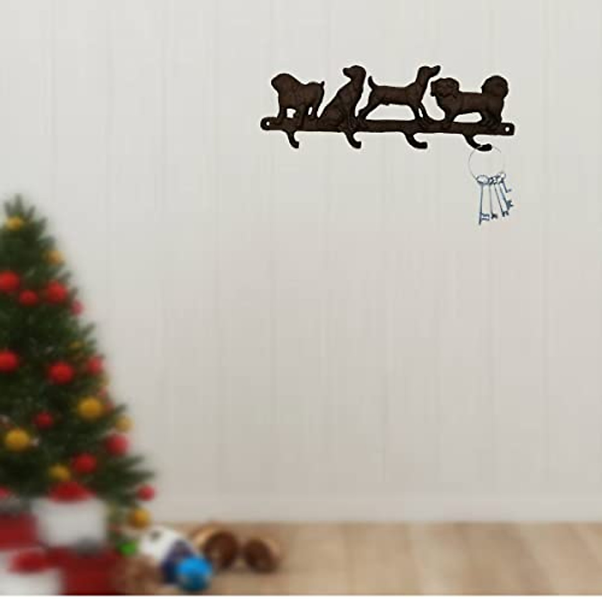 Comfy Hour Antique and Vintage Animal Collection Cast Iron Dogs Four Key Coat Hooks Clothes Rack Wall Hanger, Wildlife Collection