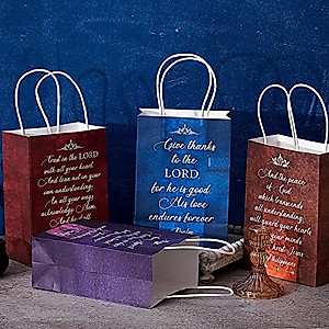16 Pcs Religious Hymn Gift Bags Inspirational Paper Gift Bag with Handles Welcome Church Bag for Baptism Favors Wrapping Christening Baptism Gifts Party Communion Christmas, 5.9 x 3.1 x 8.3 Inches