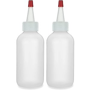 BRIGHTFROM Squeeze Hair Color Applicator Bottles with Red Top Cap, 4 OZ Empty Plastic Containers, Refillable, Leak Proof - Open/Close Nozzle - Multi Purpose/Coloring (Pack of 2)