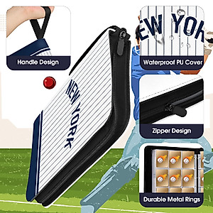 KivolFun Baseball Card Binder with Sleeves, 900 Pocket, White, New York, 3 Ring, for Collectible Cards, Gift