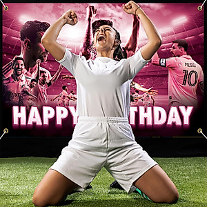 5x3FT Pink Soccer Star Happy Birthday Banner, Soccer Star Birthday Decorations, Soccer Star Party Decorations, Soccer Star Party Supplies Photography Decorations