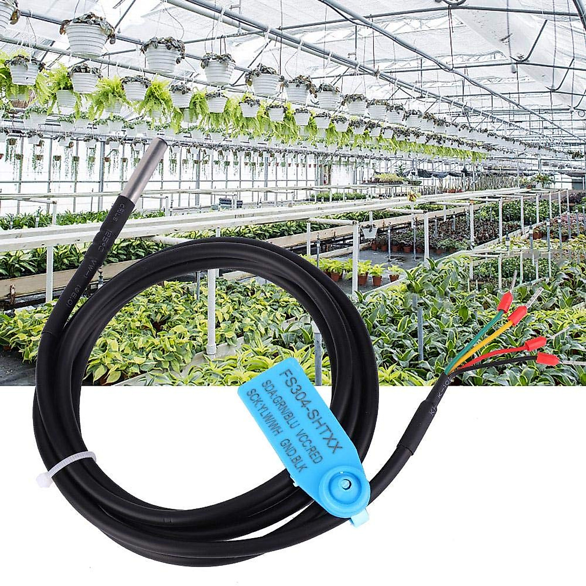Yanmis Sensor Probe, I2C Interface Soil Temperature & Humidity Sensor Probe Soil Tester Digital Waterproof Sensor Monitoring Meter(SHT31)