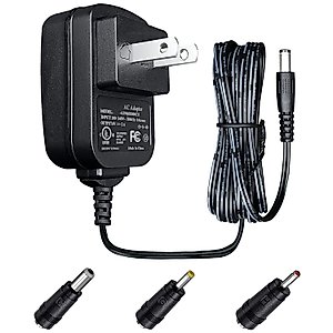 6Vdc 2A Power Supply Adapter, Compatible with 1.5A 1A 0.5A Devices, 100-240V 50/60Hz AC to DC 12W Wall Charger with 3 Tips for Stationary Bike, Blood Pressure Monitor, Humidifier, Scanner, UL Listed
