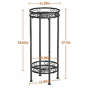 Skycarper 2 Tier Plant Stand Rack Organizer Indoor Outdoor Multiple Holder with Adjustable Height Rubber Stopper,Black