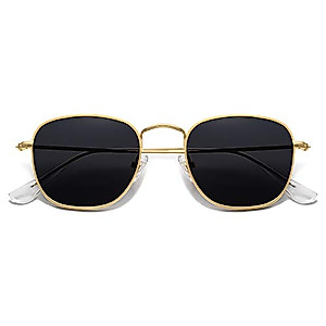 SOJOS Small Square Polarized Sunglasses for Women Men Classic Vintage Retro Style SJ1143 with Gold Frame/Grey Lens