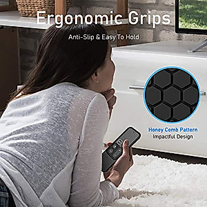 Fintie Protective Case for Apple TV 4K / HD Siri Remote (1st Generation) - Honey Comb Lightweight Anti Slip Shockproof Silicone Cover for Apple TV 4K 5th / 4th Gen Siri Remote Controller, Black