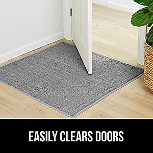 Gorilla Grip Stain and Fade Resistant Dirt Grabber Mesh Door Mat, Low-Profile, Heavy Duty Quick Dry Striped Doormat, Mats for Indoor or Outdoor Entry, Shoe Scraper, Garage Entrance Mat, 35x23, Gray