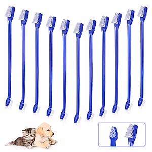100 Pieces Dog Toothbrush Kit Set Double-Headed Toothbrush Long Handle Tooth Brush Soft Bristle Pet Tooth Brush for Small Medium Large Pet Cat Teeth Cleaning Set