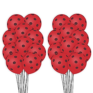 50 Pcs Ladybug Balloons Red Black Polka Dots Balloon 12 Inches Latex Party Balloon for Ladybug Theme Party Wedding Birthday Party Festival Decorations