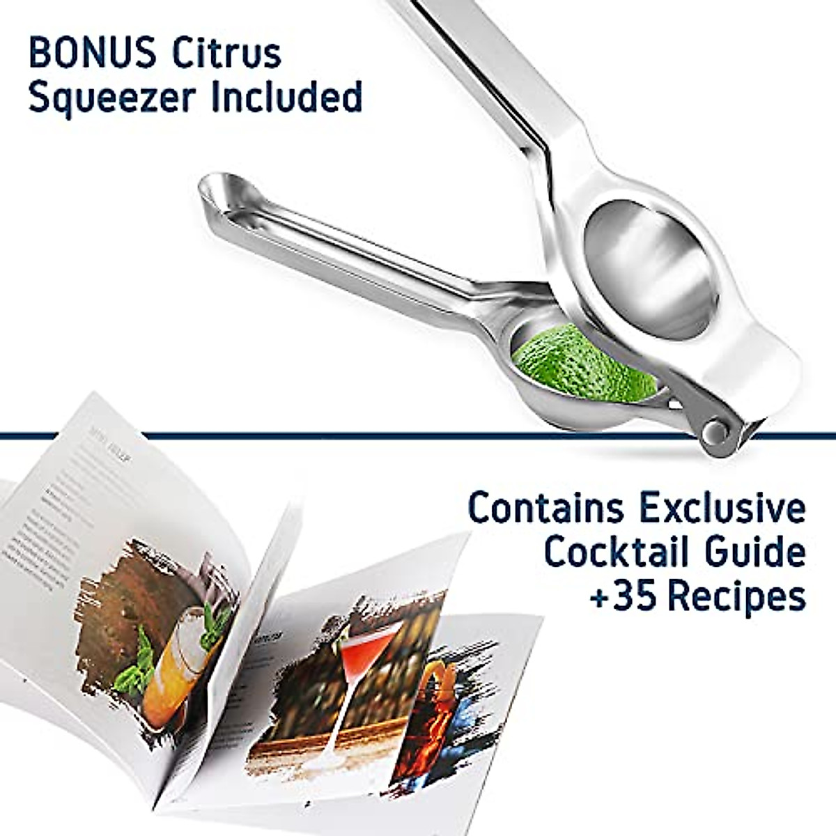 Bar Set Cocktail Shaker Set, Stainless Steel Mixology Bartender Kit, 16 Piece Cocktail Kit, Silver Cocktail Set, Bar Tools: 30oz Martini Shaker, Muddler, Bar Kit Cocktail Book, Jigger and Pourers