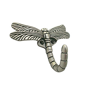 LEICHI 2pcs Dragonfly Hooks Antique Silver Clothes Hook Robe Hooks for Door Coat Hanger Wall Mounted Clothes Rack